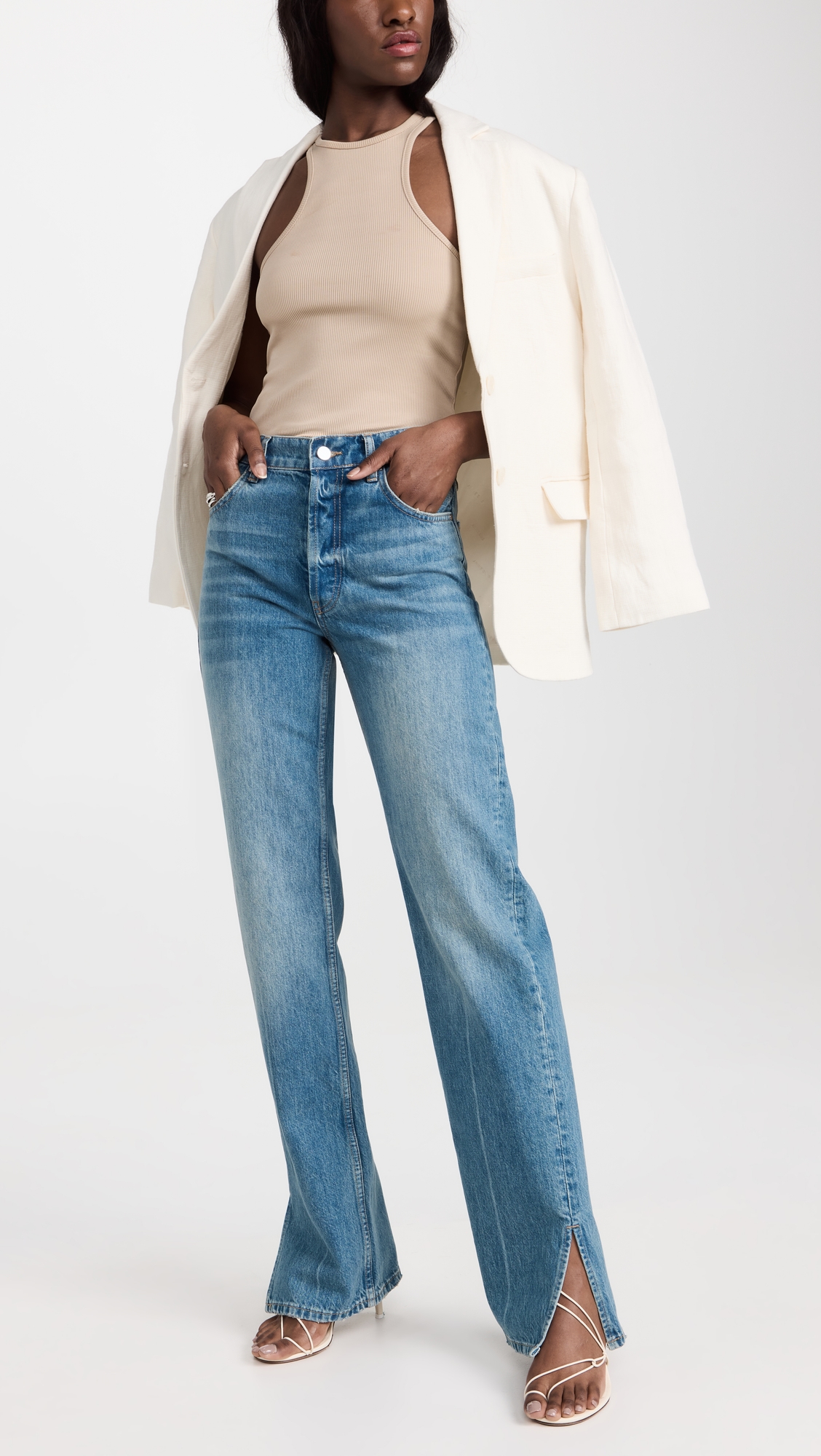 ANINE BING ANINE BING Roy Jeans - Straight Leg, Slit Cuff Denim